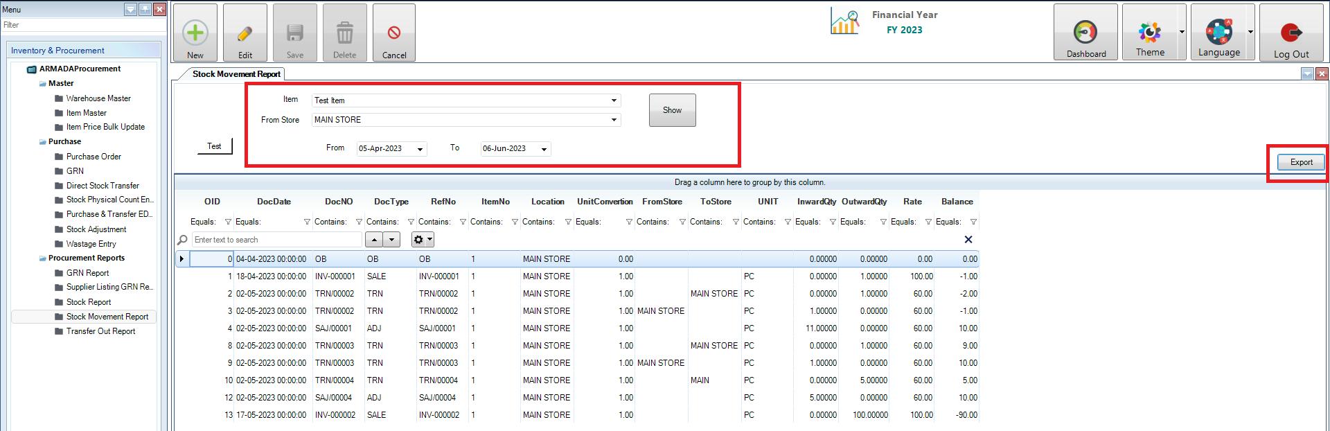 Stock Movement Report - FinAct Pro